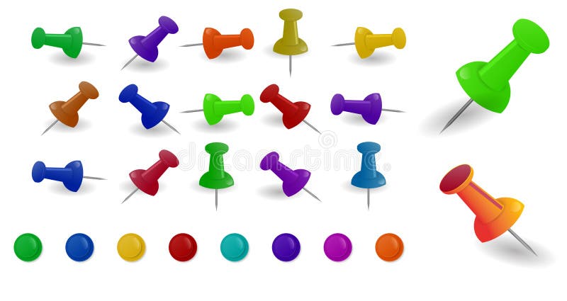 Set of Colorful Paper Clips or Realistic Metal Paper Clips Isolated ...