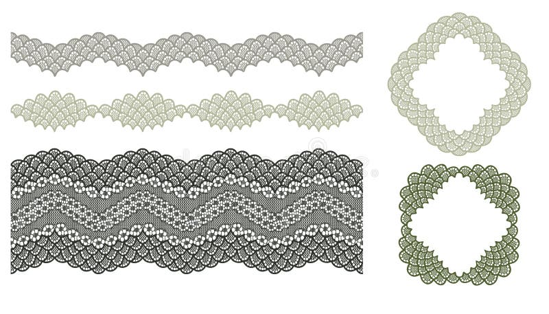 A Set of Lace Trim Composed Fan-shaped Shell Elements. Stock Vector ...