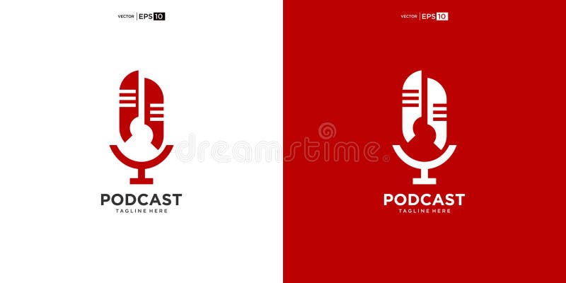 Podcast or Radio Logo Design Using Microphone Stock Vector ...