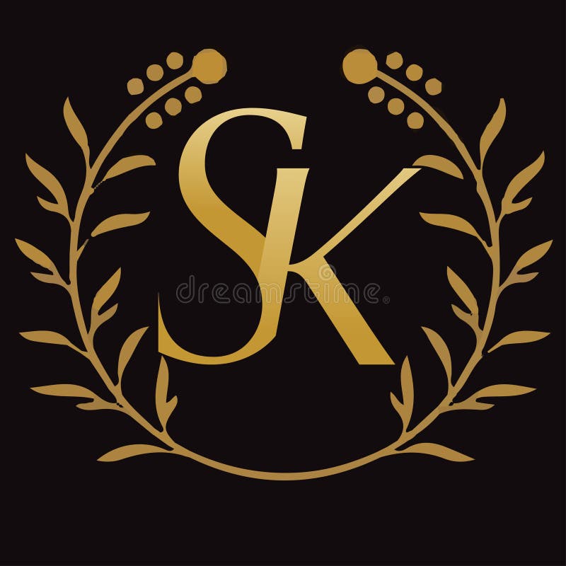 SK Letter Branding Logo Design with a Leaf Stock Vector - Illustration ...