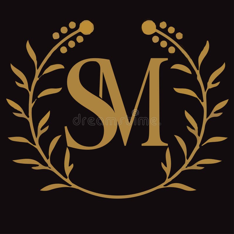 SM Letter Branding Logo Design with a Leaf.. Stock Vector ...