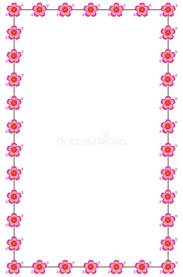 Rectangle Border Frame Design Concept of Pink Flowers Isolated on White ...