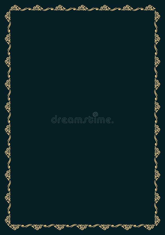 Floral Rectangle Border Frame Design Concept Isolated on Dark Green ...