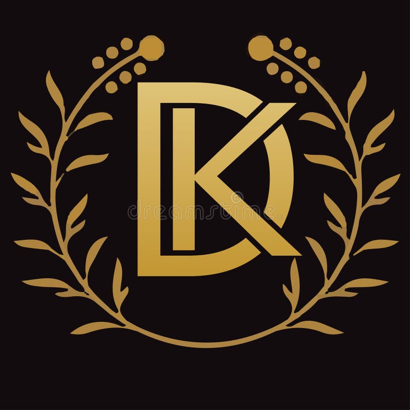 DK Letter Branding Logo Design with a Leaf Stock Vector - Illustration ...