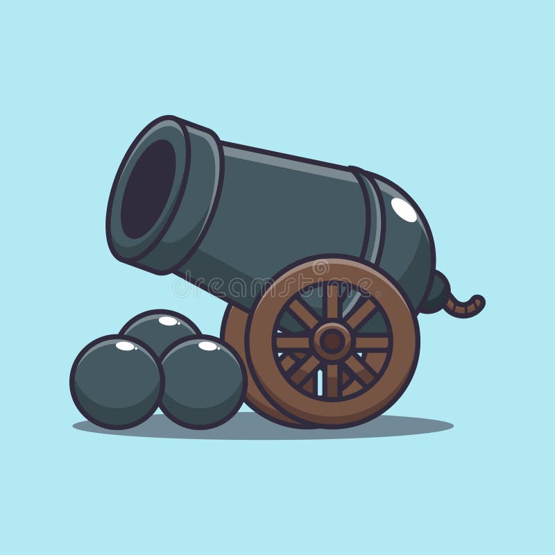 Vintage Cannon Cartoon Vector Illustration. Stock Vector - Illustration ...