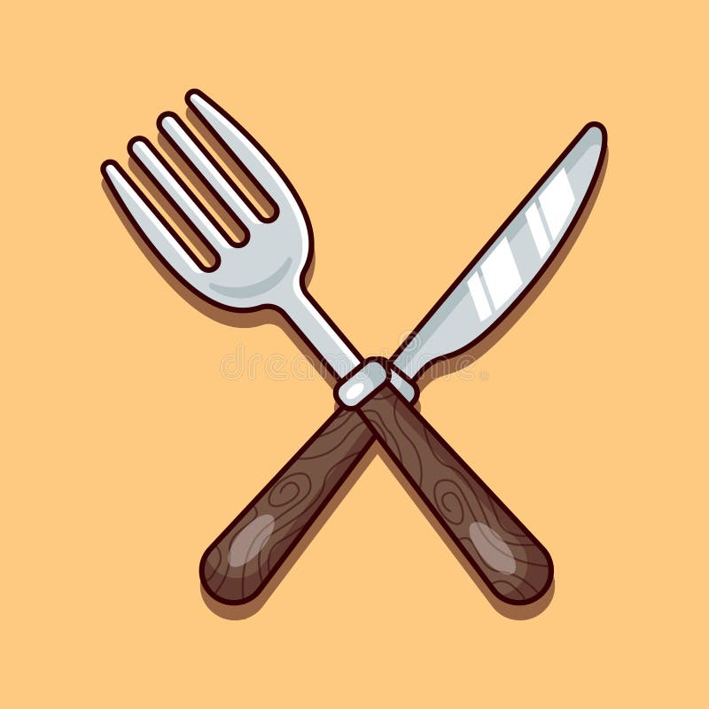 Knife and Fork Cartoon Vector Illustration. Stock Vector - Illustration ...