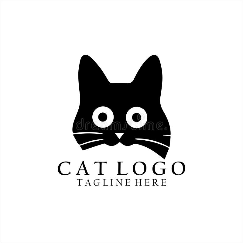 Cute Cat Logo Design Vector Template Stock Vector - Illustration of ...
