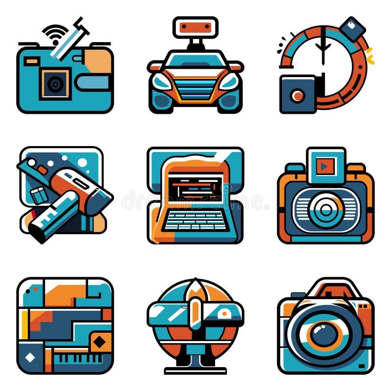 The Modern Icon Set Contains 9 Icons Stock Vector - Illustration of ...
