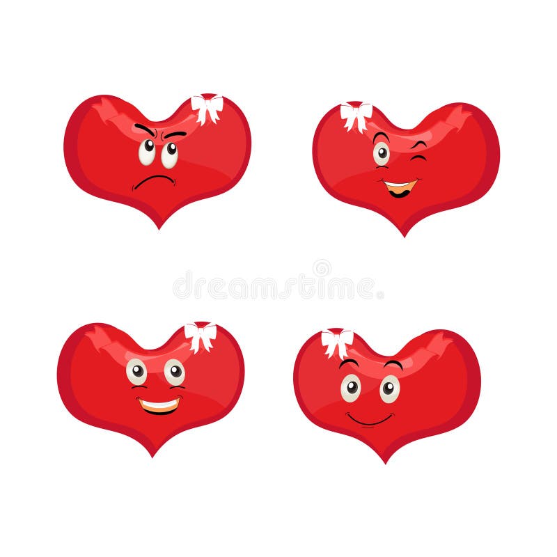 Heart Funny Cartoon Character Different Pose. Cartoon Red Heart ...