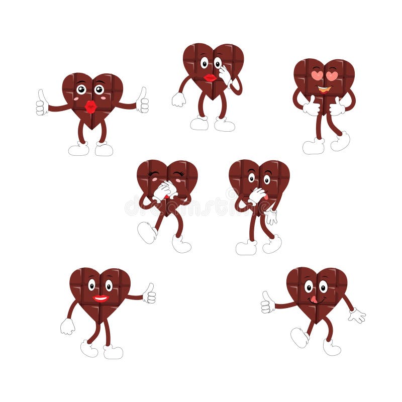 Love Heart Cartoon with Many Expressions. Different Love Heart Activity ...