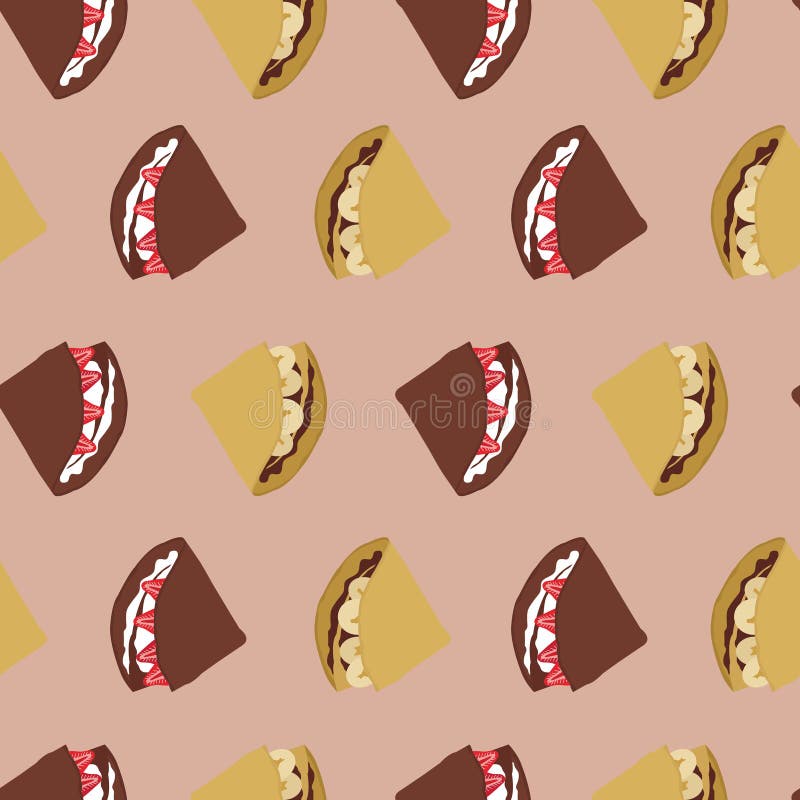 Seamless Pattern with Fruit Crepes Stock Vector - Illustration of ...