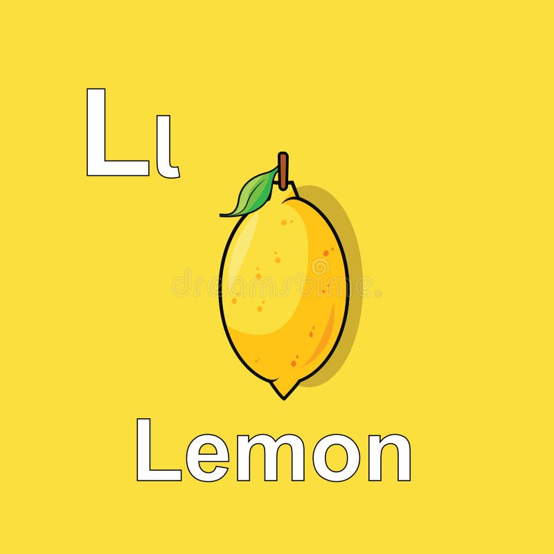 Lemon Flashcard stock vector. Illustration of fruits - 303597748