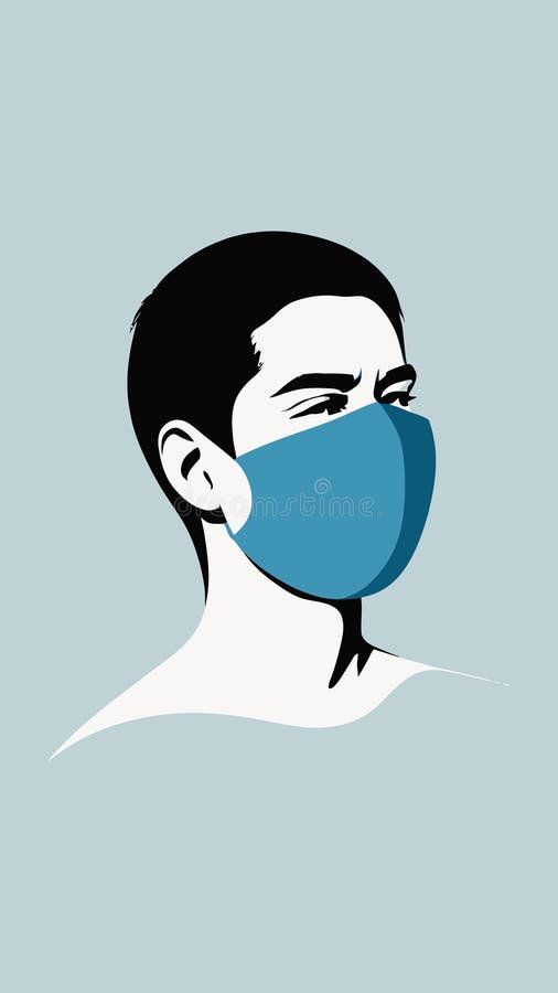 Monochromatic Vector of Face Covered with Mask Stock Vector ...