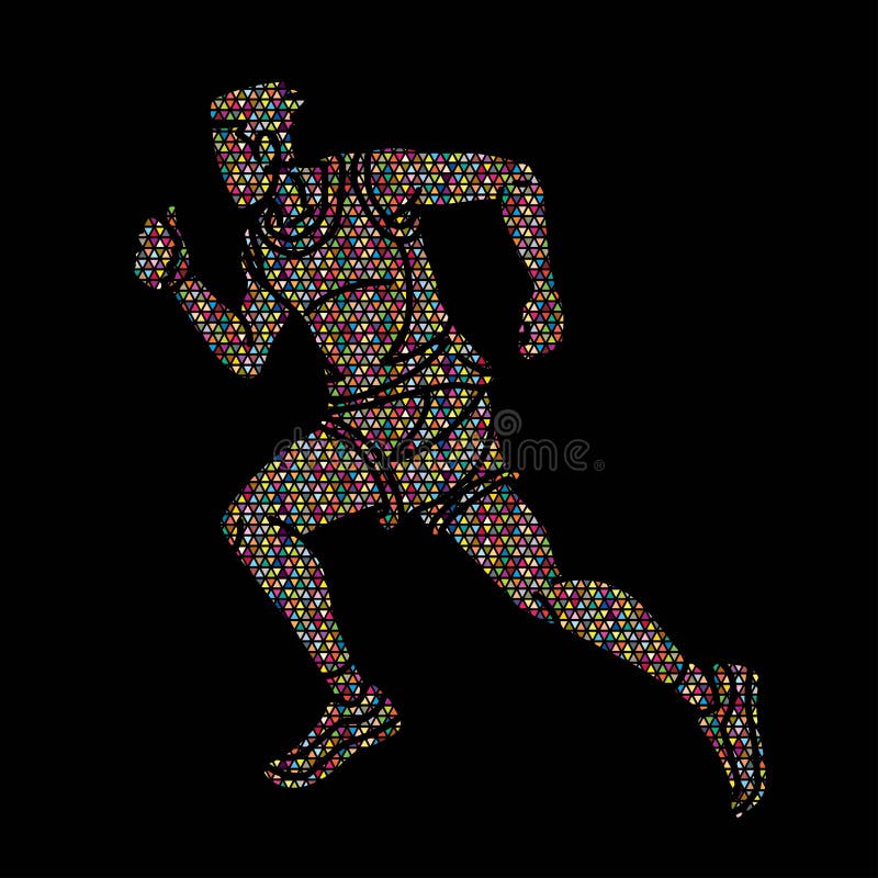 A Man Running Action Marathon Runner Start Running Movement Cartoon ...