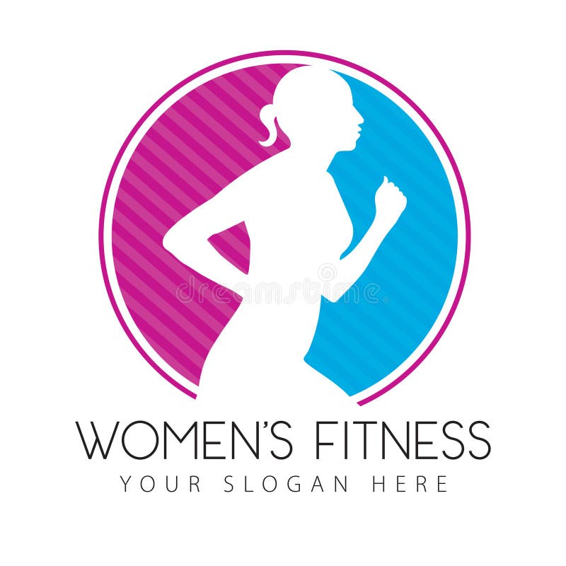 Womens Fitness Logo with Profile View of Woman Jogging Stock Vector ...