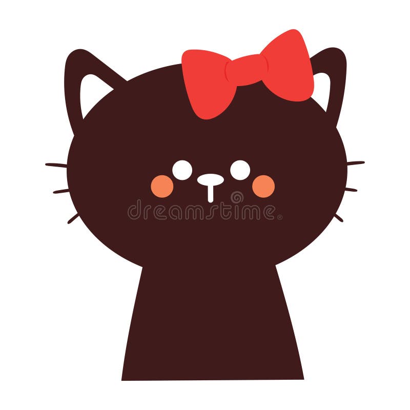 Hand Drawing Cartoon Cat Wearing Ribbon Stock Vector - Illustration of ...