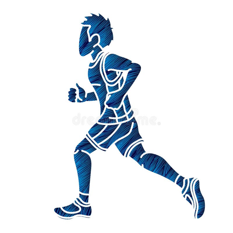 A Boy Start Running Action Jogging a Child Movement Cartoon Sport Stock ...