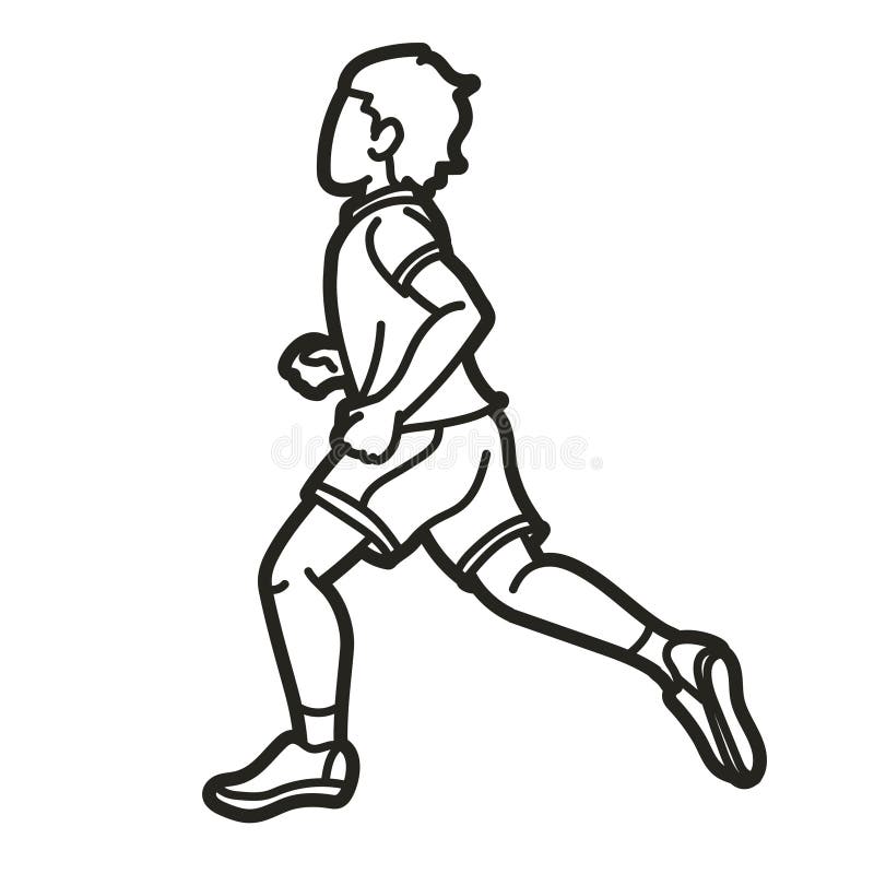A Boy Start Running Action Jogging a Child Movement Cartoon Sport Stock ...