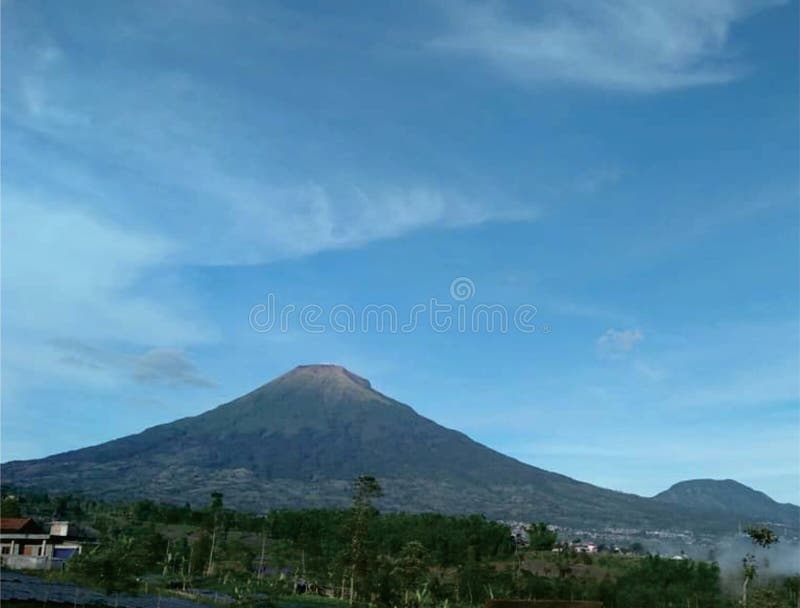 Mount Sindoro and Sumbing Seen from the Small Hill Walitelon Temanggung ...