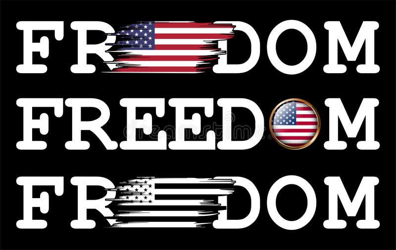 Freedom Text with Usa Flag Tshirt Design Stock Vector - Illustration of ...