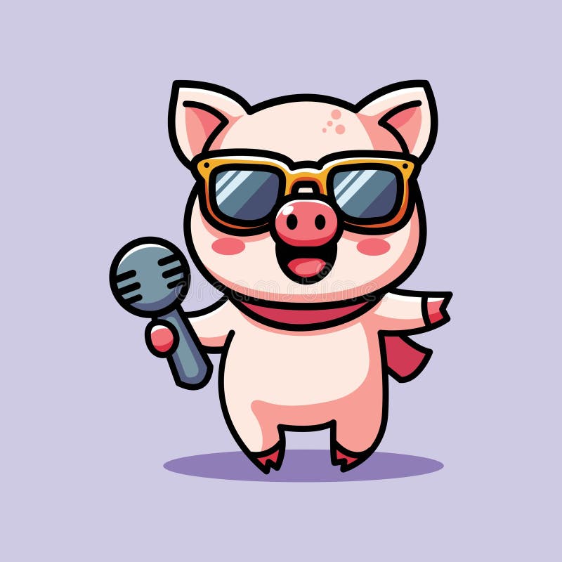 Cute Vector Design Illustration of Singing Pigs Stock Vector - Illustration of icon, sing: 304064551