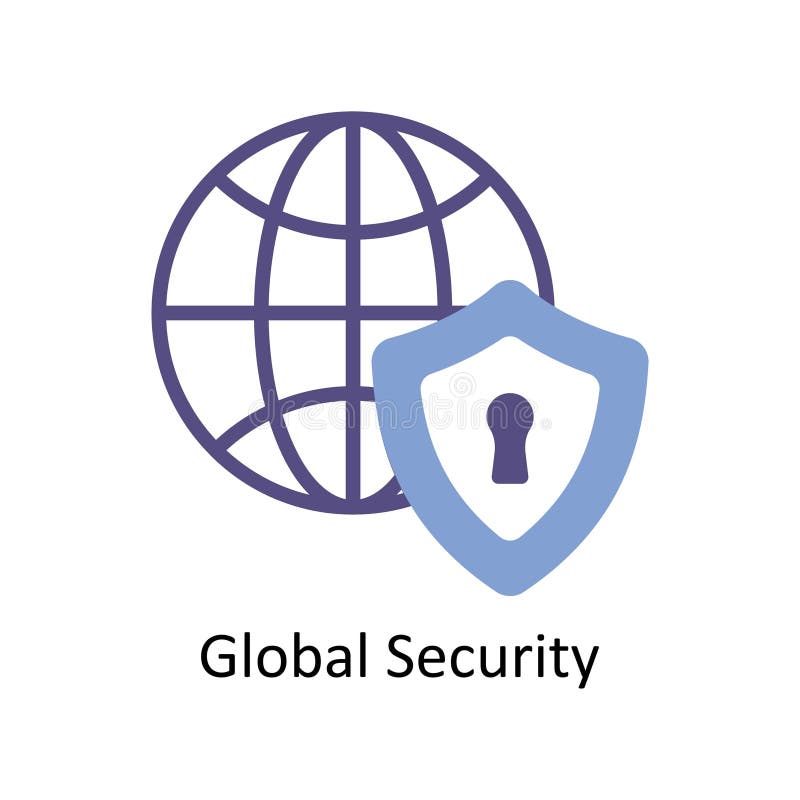 Global Security Vector Outline Icon Style Illustration. EPS 10 File ...