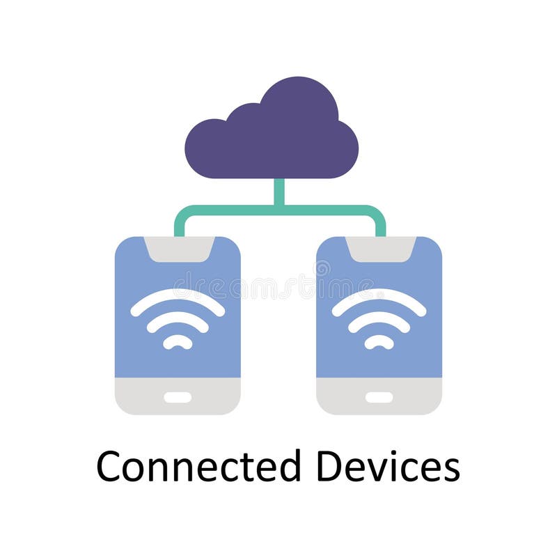 Connected Devices Vector Flat Icon Style Illustration. EPS 10 File ...