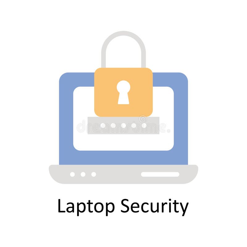 Laptop Security Vector Flat Icon Style Illustration. EPS 10 File Stock ...