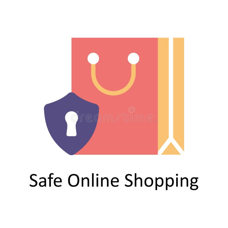 Safe Online Shopping Vector Flat Icon Style Illustration. EPS 10 File ...