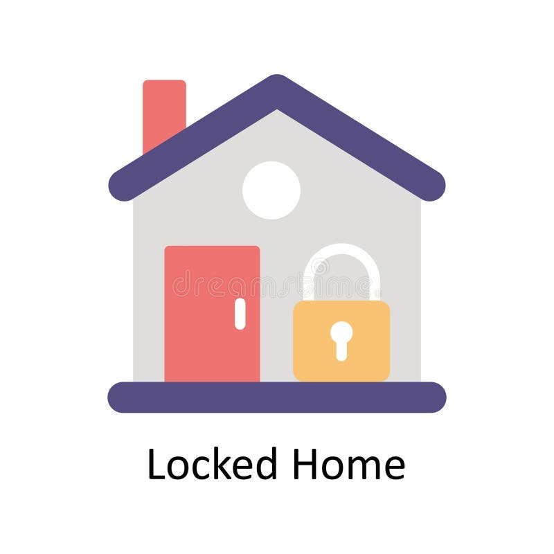 Locked Home Vector Flat Icon Style Illustration. EPS 10 File Stock ...