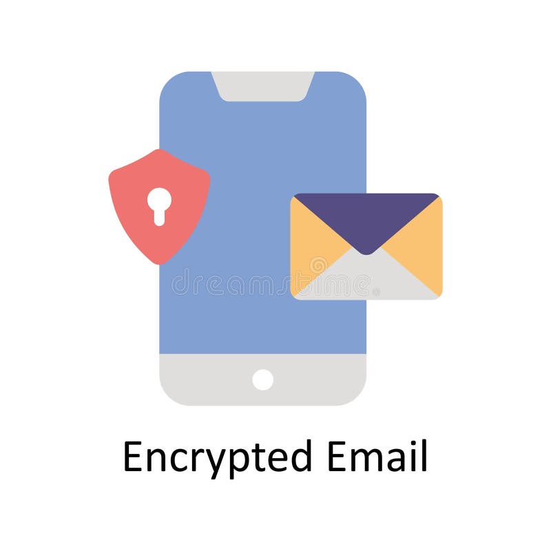 Encrypted Email Vector Flat Icon Style Illustration. EPS 10 File Stock ...