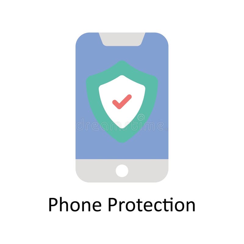 Phone Protection Vector Flat Icon Style Illustration. EPS 10 File Stock ...