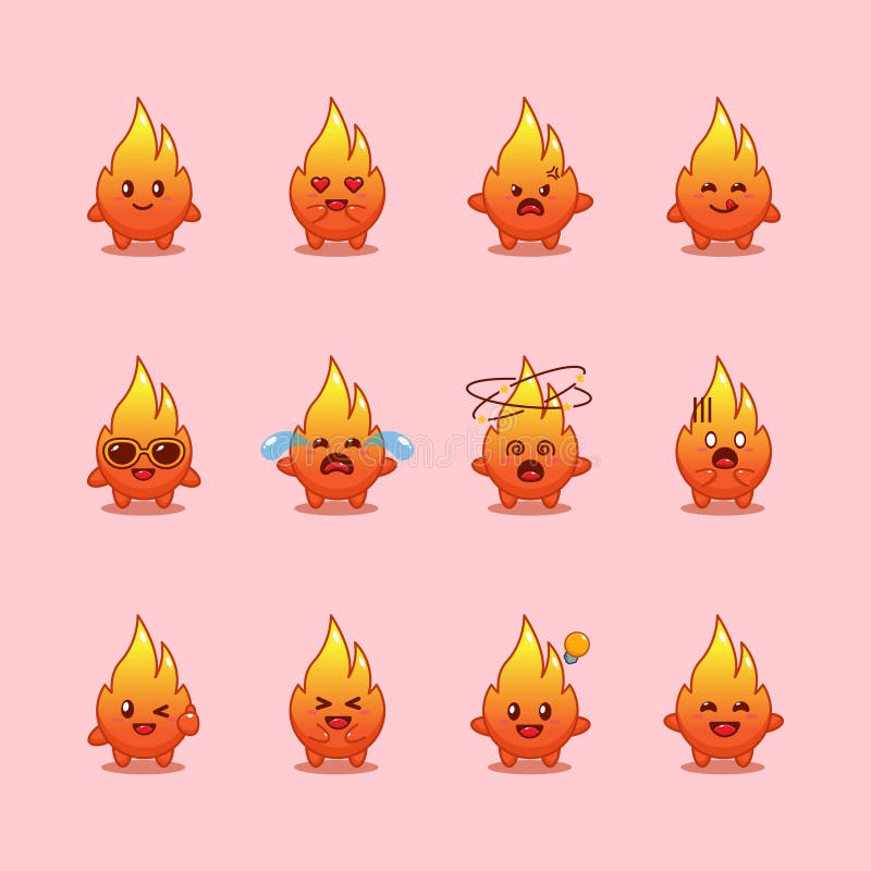 Cute Fire Cartoon Character Vector Illustration. Stock Vector ...