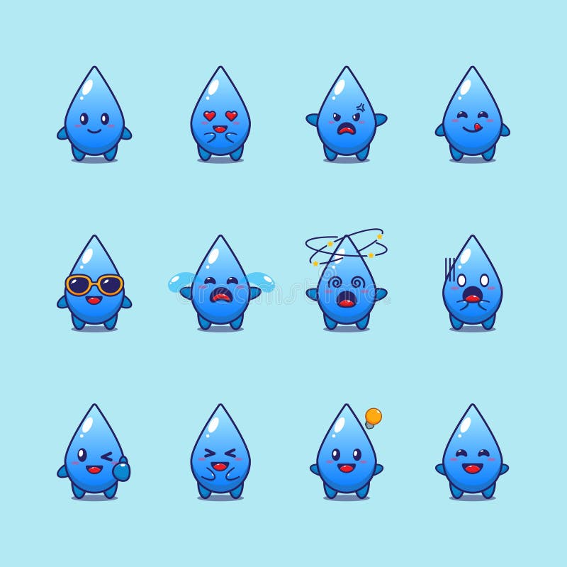 Cute Water Cartoon Character Vector Illustration. Stock Vector ...