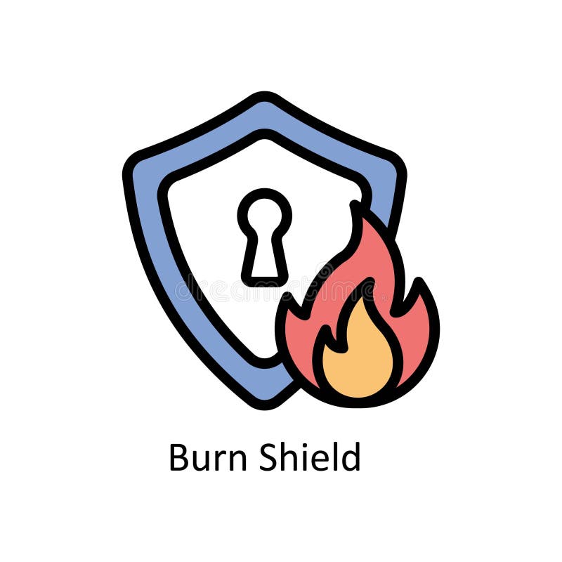 Burn Shield Vector Filled Outline Icon Style Illustration. EPS 10 File ...