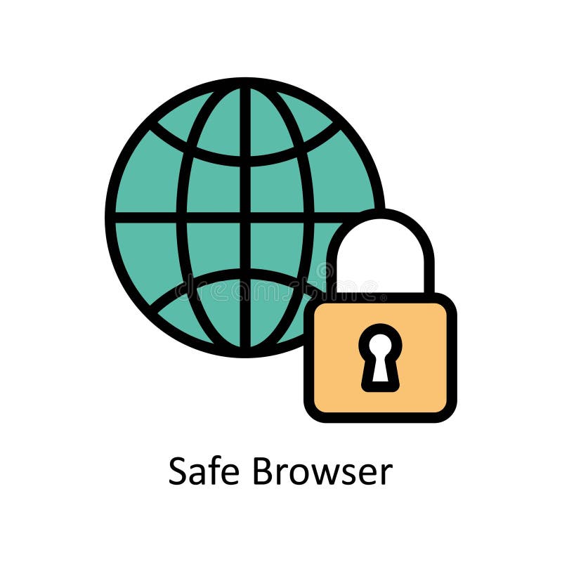 Safe Browser Vector Filled Outline Icon Style Illustration. EPS 10 File ...