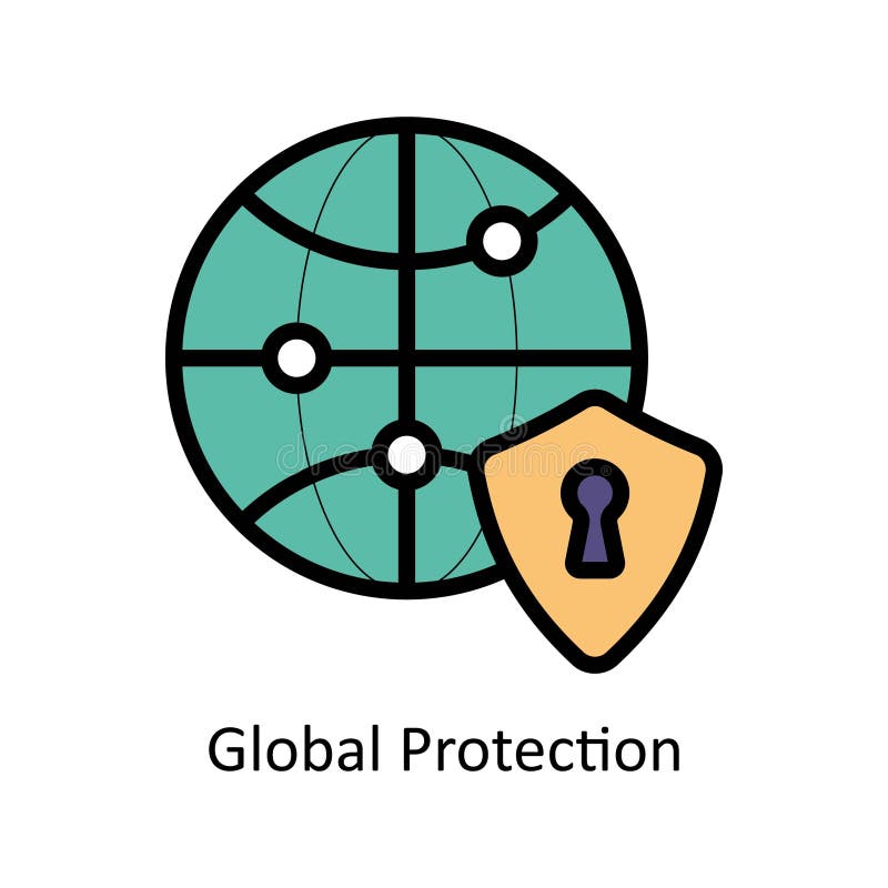 Global Protection Vector Filled Outline Icon Style Illustration. EPS 10 ...