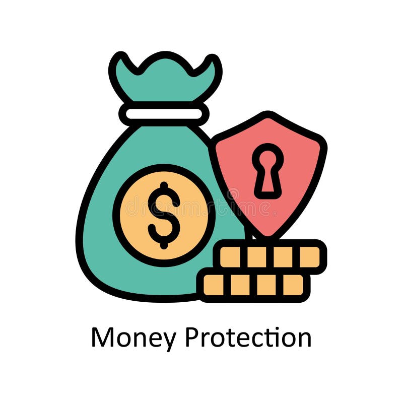 Money Protection Vector Filled Outline Icon Style Illustration. EPS 10 ...
