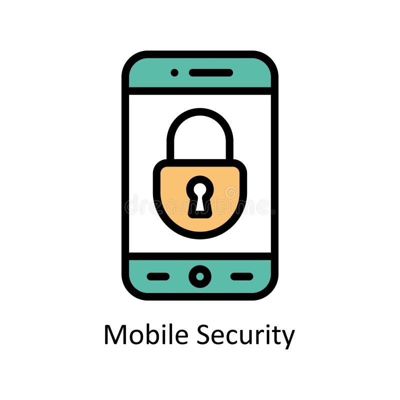 Mobile Security Vector Filled Outline Icon Style Illustration. EPS 10 File Stock Vector ...