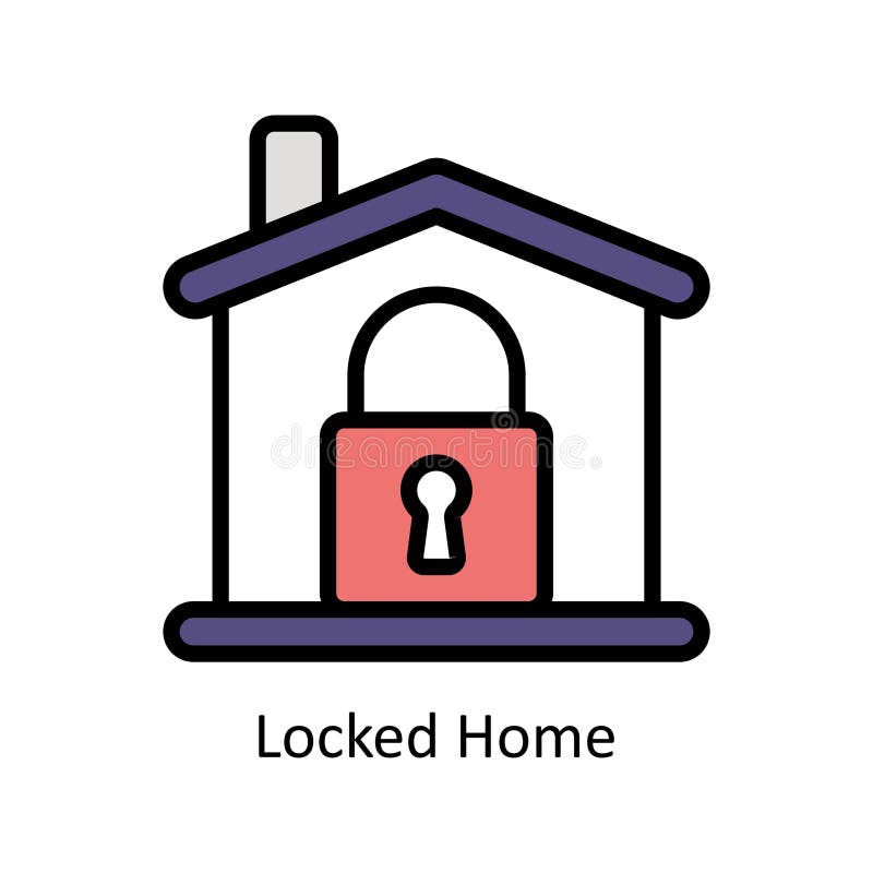 Locked Home Vector Filled Outline Icon Style Illustration. EPS 10 File ...