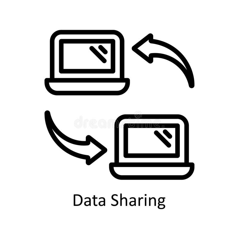 Data Sharing Vector Outline Icon Style Illustration. EPS 10 File Stock ...