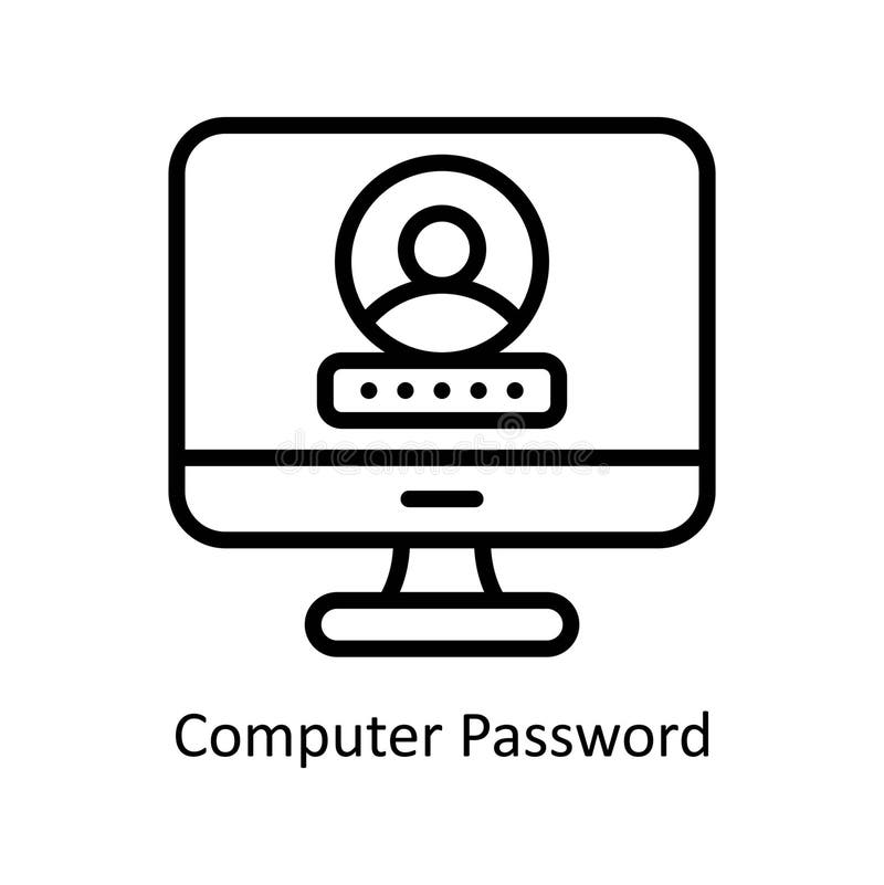Computer Password Vector Outline Icon Style Illustration. EPS 10 File ...