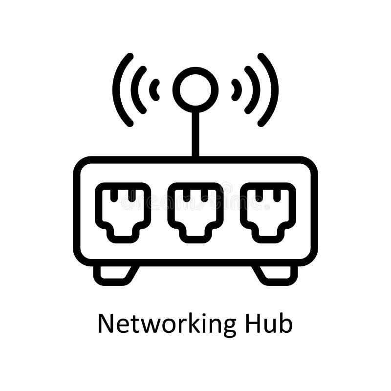 Networking Hub Vector Outline Icon Style Illustration. EPS 10 File ...