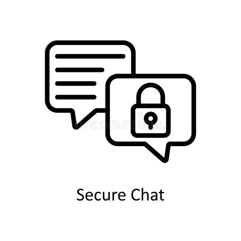 Secure Chat Vector Outline Icon Style Illustration. EPS 10 File Stock ...