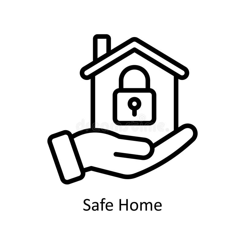 Safe Home Vector Outline Icon Style Illustration. EPS 10 File Stock ...