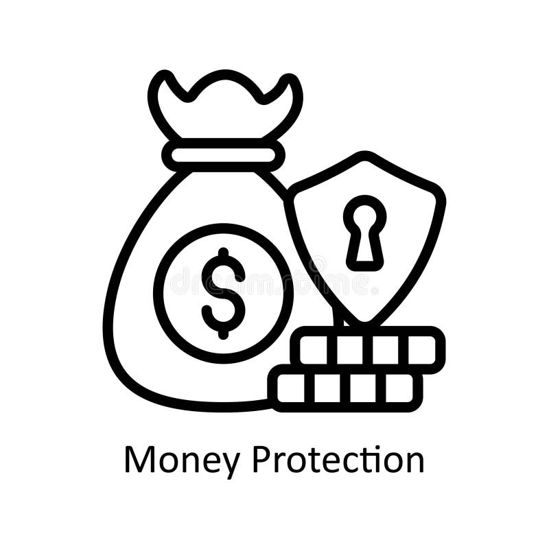 Money Protection Vector Outline Icon Style Illustration. EPS 10 File ...
