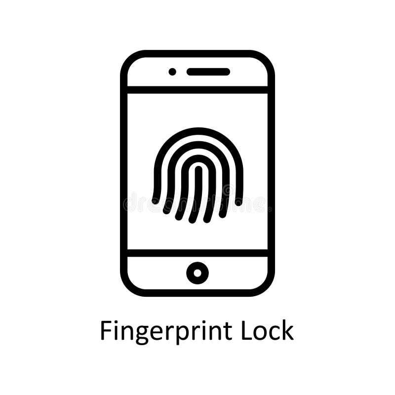 Fingerprint Lock Vector Outline Icon Style Illustration. EPS 10 File ...