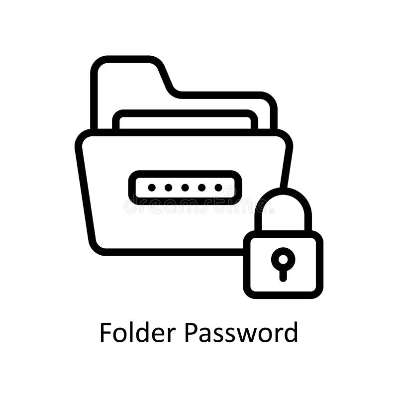Folder Password Vector Outline Icon Style Illustration. EPS 10 File ...