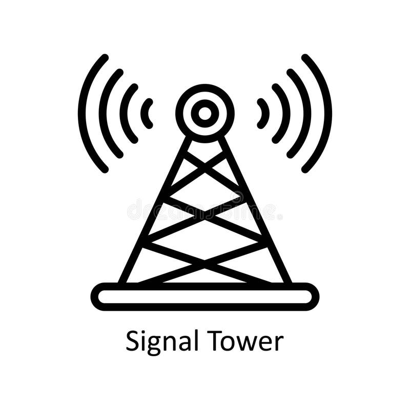 Signal Tower Vector Outline Icon Style Illustration. EPS 10 File Stock ...