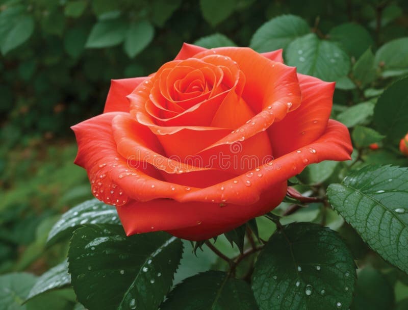 Beautiful Orange Rose Flower Bloom at Garden Stock Photo - Image of ...